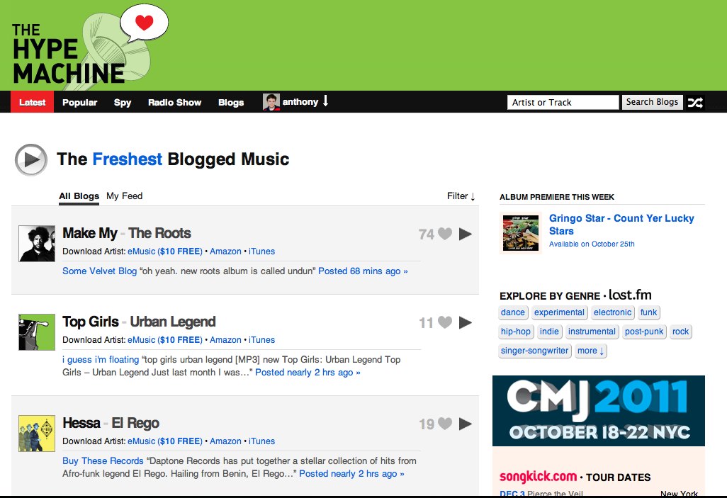 The Hype Machine music blog announces 1 million users - The Next Web