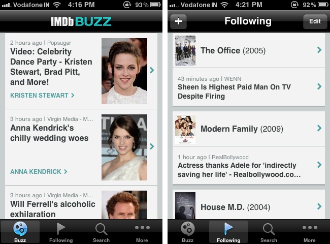 IMDb Buzz for iPhone serves up the latest in entertainment news - Apps