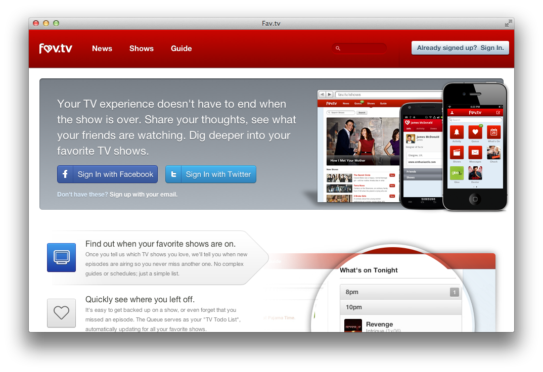 Fav.tv is a gorgeously designed social network for TV enthusiasts