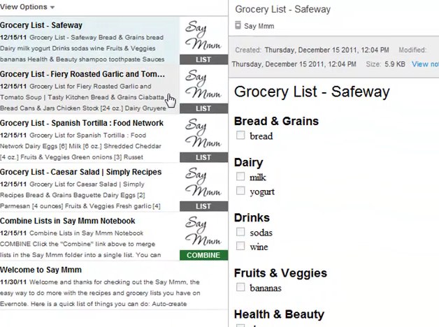 Say Mmm Taps Evernote to Generate Grocery Lists
