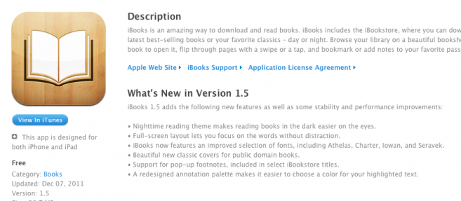 Apple Adds new iBook App Features