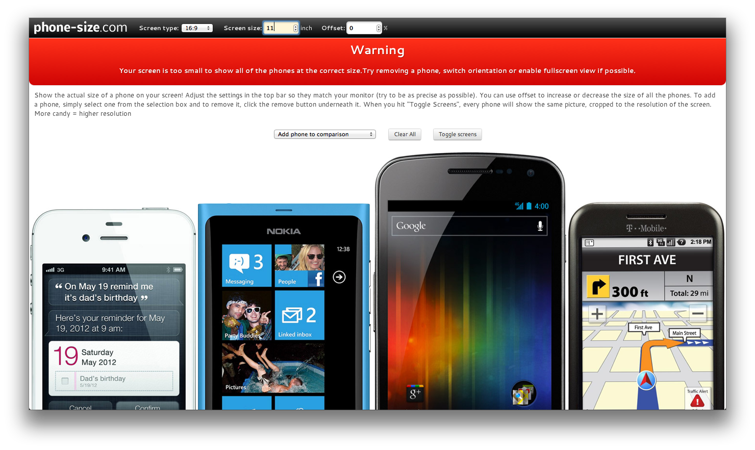 A Slick Web Tool to Compare Real-Life Sizes of Smartphones