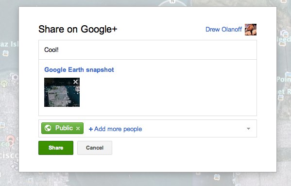 Google Earth Gets Google+ Share Feature