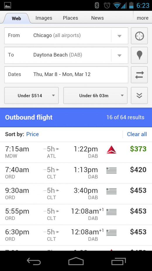 Google Makes Mobile Flight Search Easier