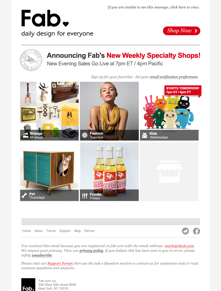 Fab Expands Lanches Weekly Speciality Shops