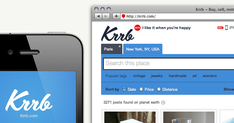 Krrb is a Hyper-local, Vintage & Handmade Marketplace