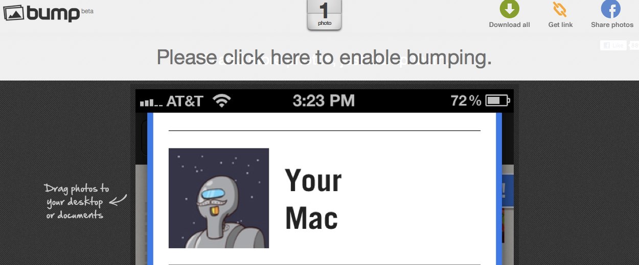 Now you can "Bump" Photos to Your Desktop