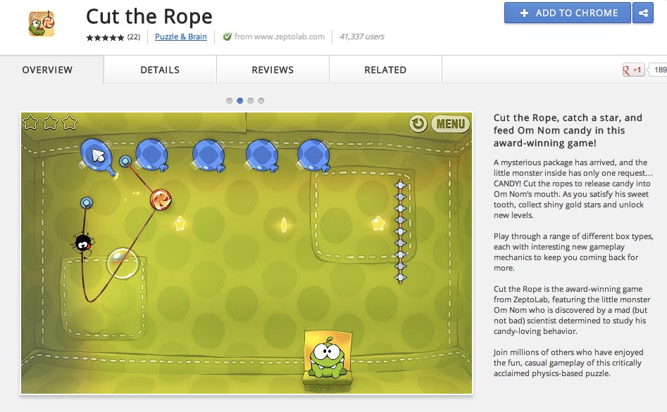 Cut the Rope in Your Browser via Chrome Web Store