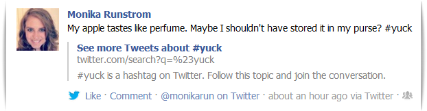Facebook Showing Status Update Links to Hashtags and Twitter Usernames