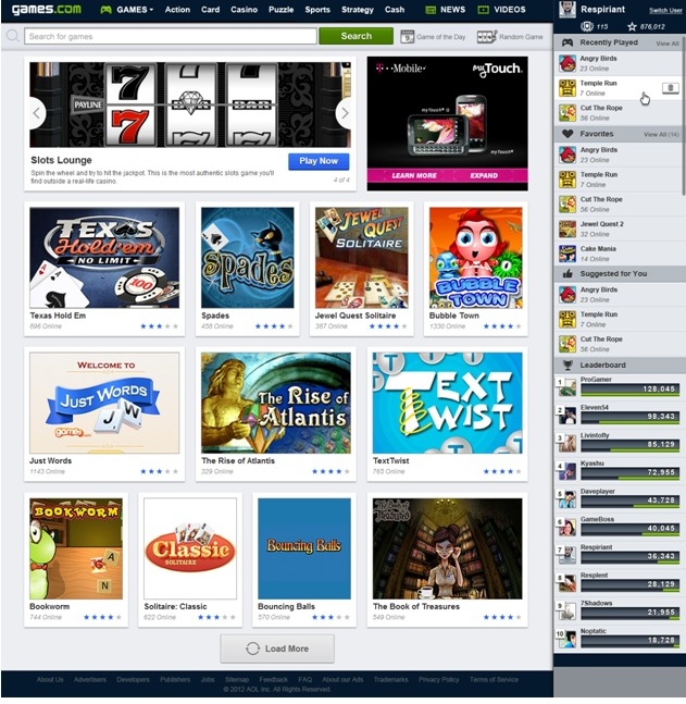 AOL Relaunches Games.com