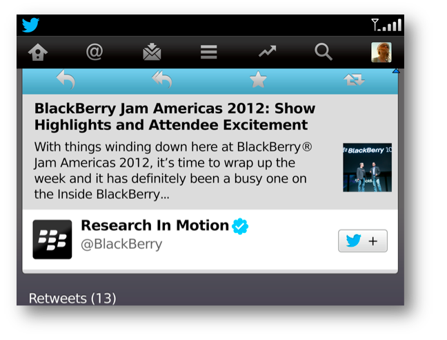 Twitter for Blackberry Updated with Expanded Tweets and More