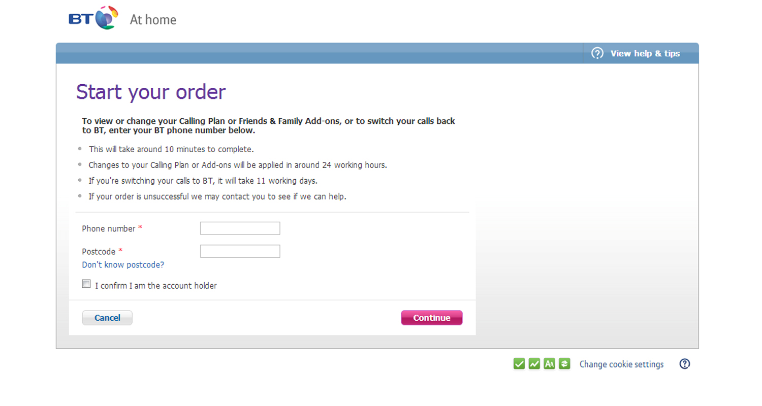 BT Log in Page Lets Others Add Services to Your Account
