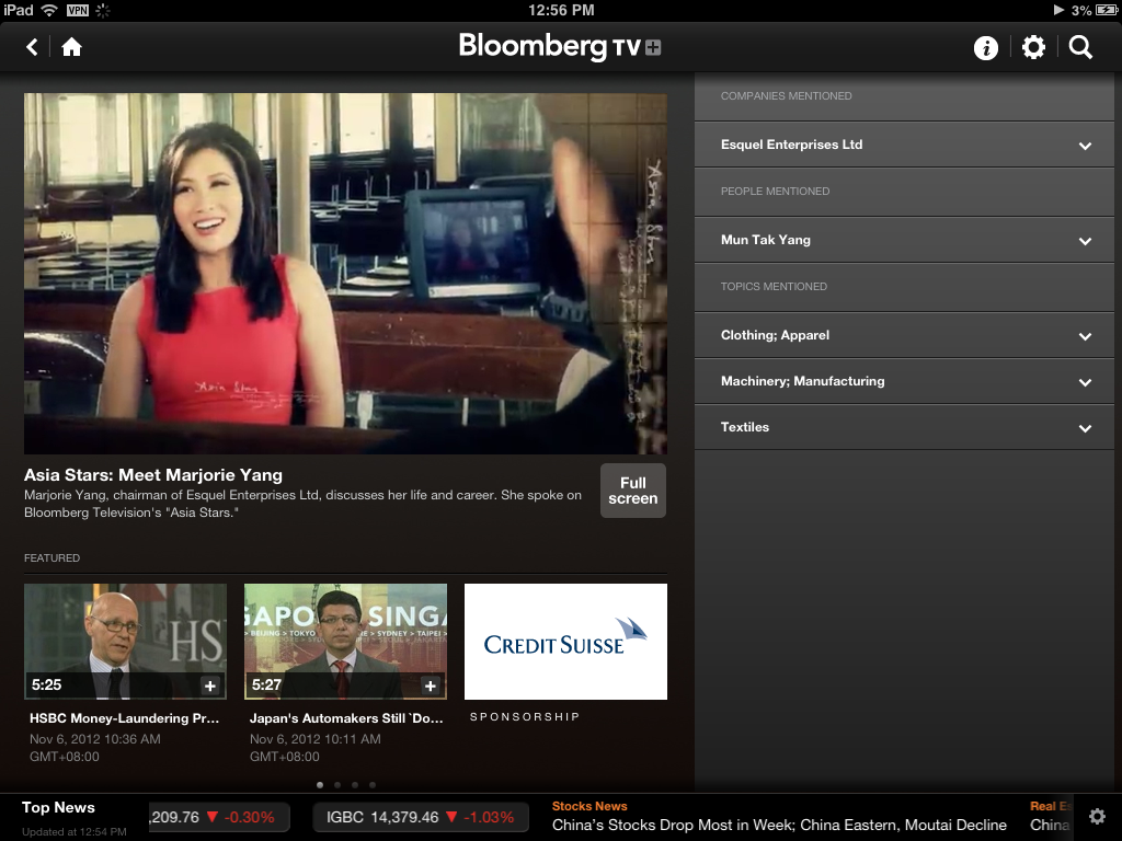 Bloomberg Upgrades TV+ iPad App to Include Asia Shows