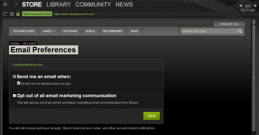 Steam Now Emails You When an Item on Your Wishlist Goes on Sale