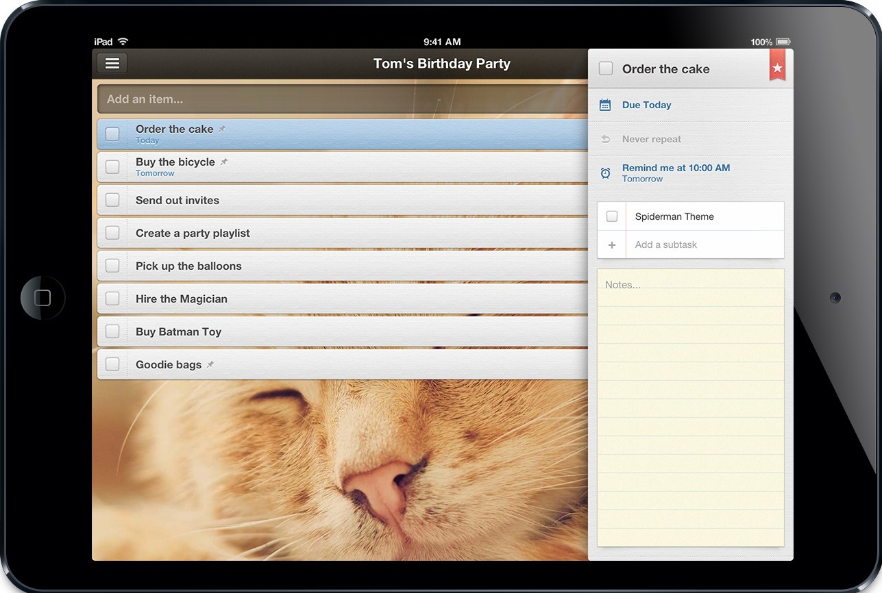 Wunderlist 2 Lands on iPad