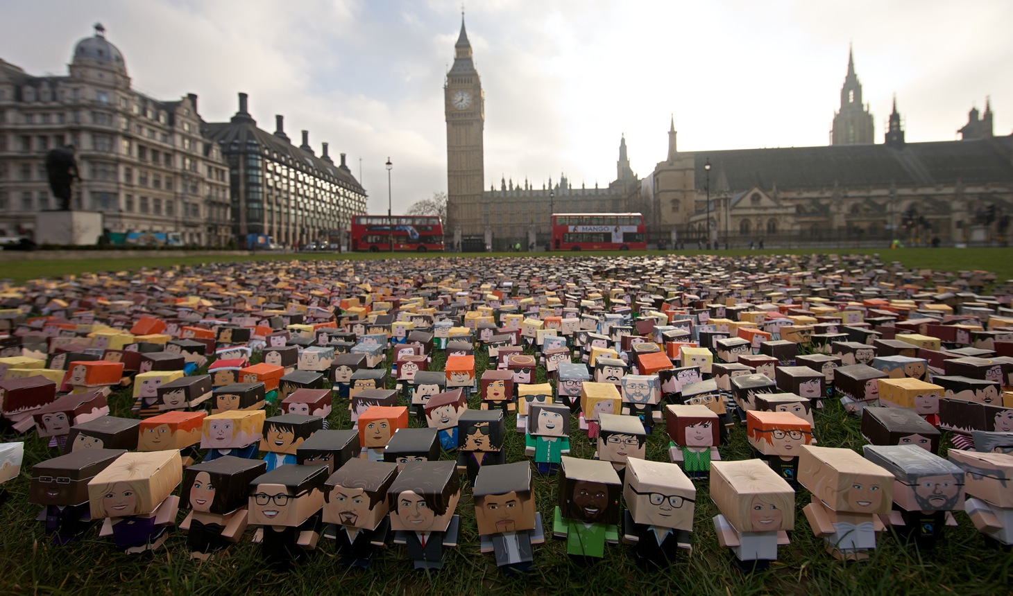 Thousands of Tiny Cardboard People 'Protest' in London