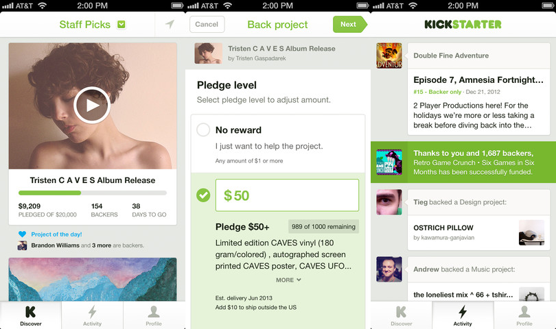Kickstarter 1.1 for iOS is Out