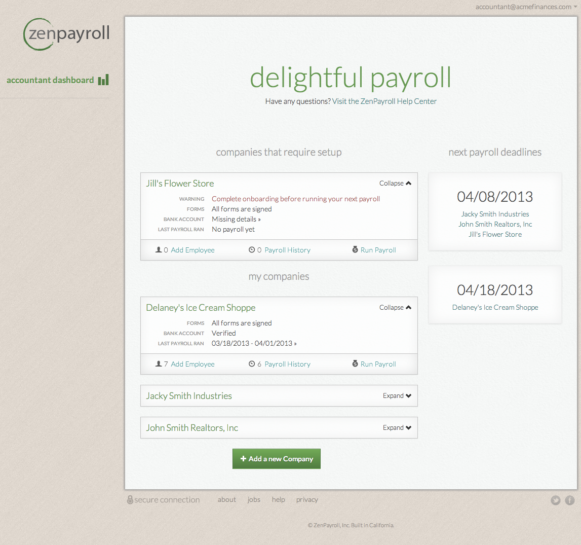 ZenPayroll Launches A Cloud-Based Service For Accountants To Manage ...
