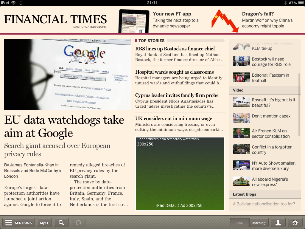 The FT Launches All-New iPad Web App