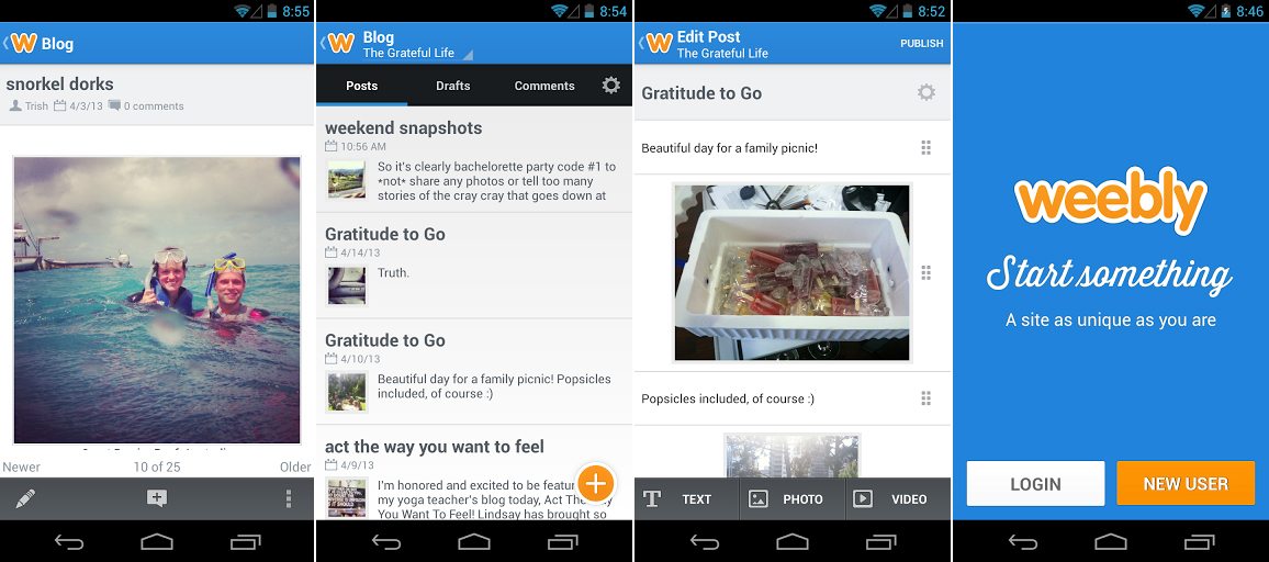 Weebly Launches Its Android App, Mobile and HTML5 Site Creator