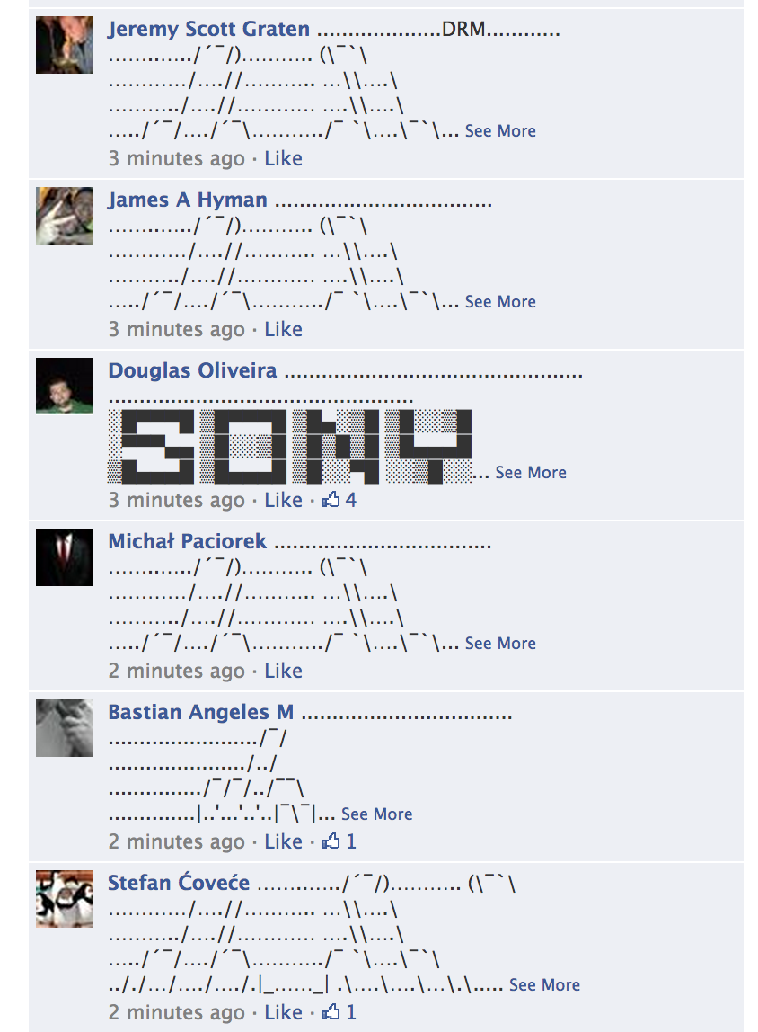 Microsoft's Xbox Facebook page Turns into Epic ASCII Art Flame War