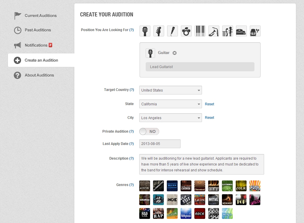 Giggem's Auditions Helps Bands Recruit New Members