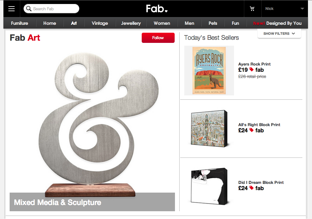 Fab Adds Following to Let Users Customize Their Shopping Experience