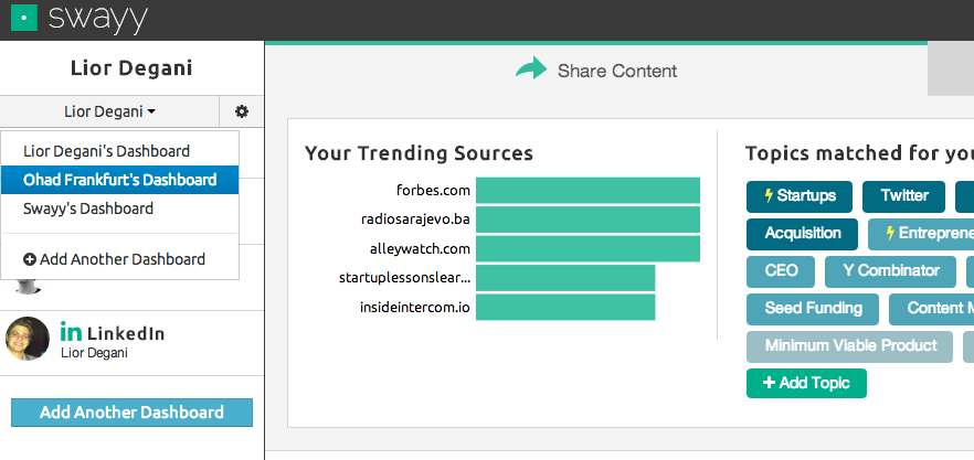 Swayy for Business: More Dashboards & Weekly Reports