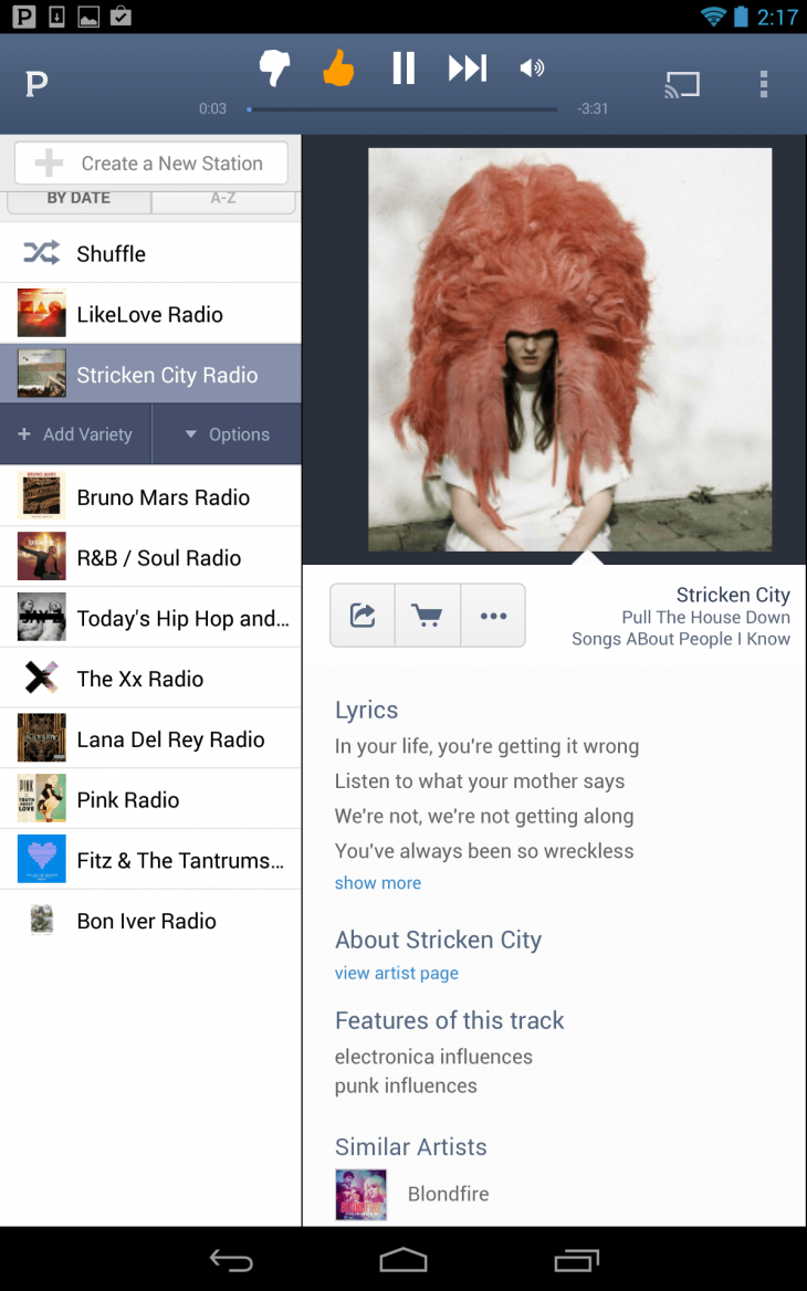 Pandora Launches Tablet-Optimized Android app
