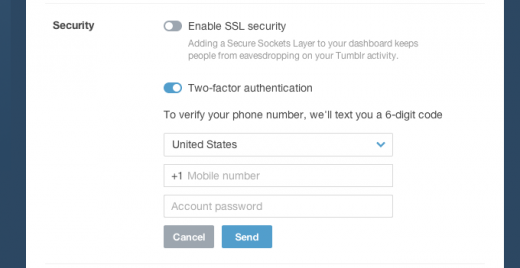 Tumblr Adds Optional Two-Factor Authentication