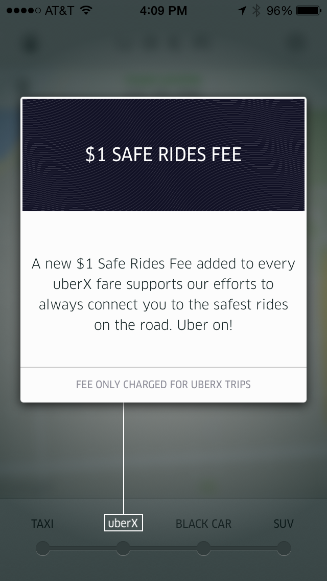 Uber Adds $1 “Safe Rides Fee” to UberX Rides