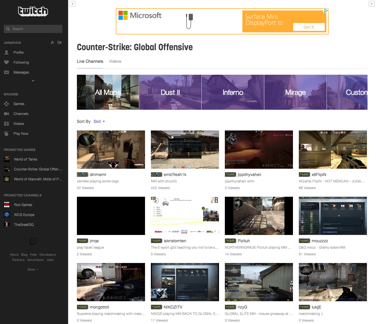 Twitch Adds Map and Skill Stream Filters for Counter Strike
