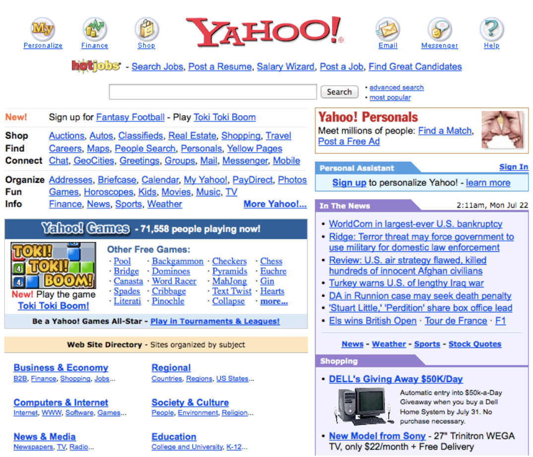 Websites Through the Ages: Tracking AOL, Yahoo and ESPN