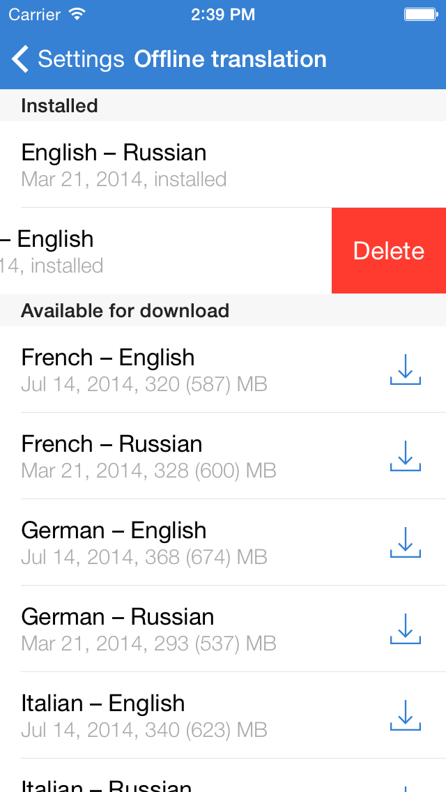 Yandex Brings Offline Translation to iOS