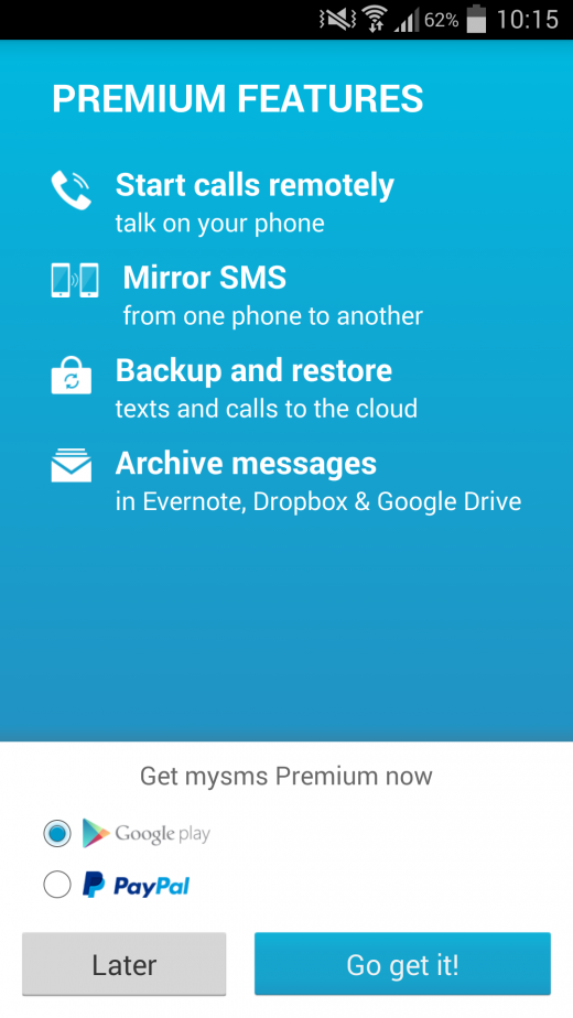iMessage for Android 'MySMS' Goes Premium