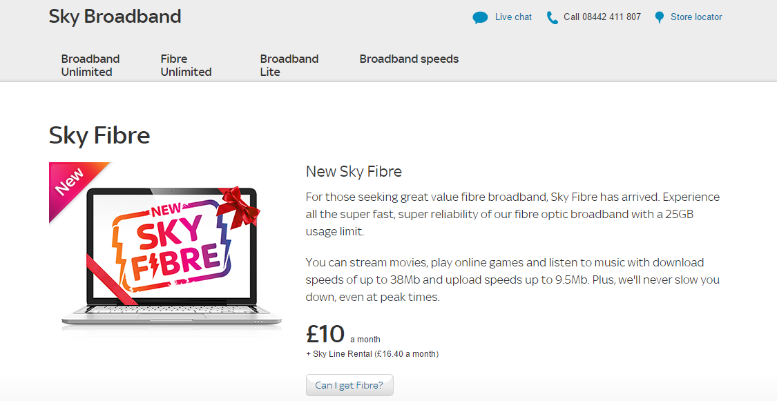 Sky Adds Capped £10 per Month Fiber Broadband Option