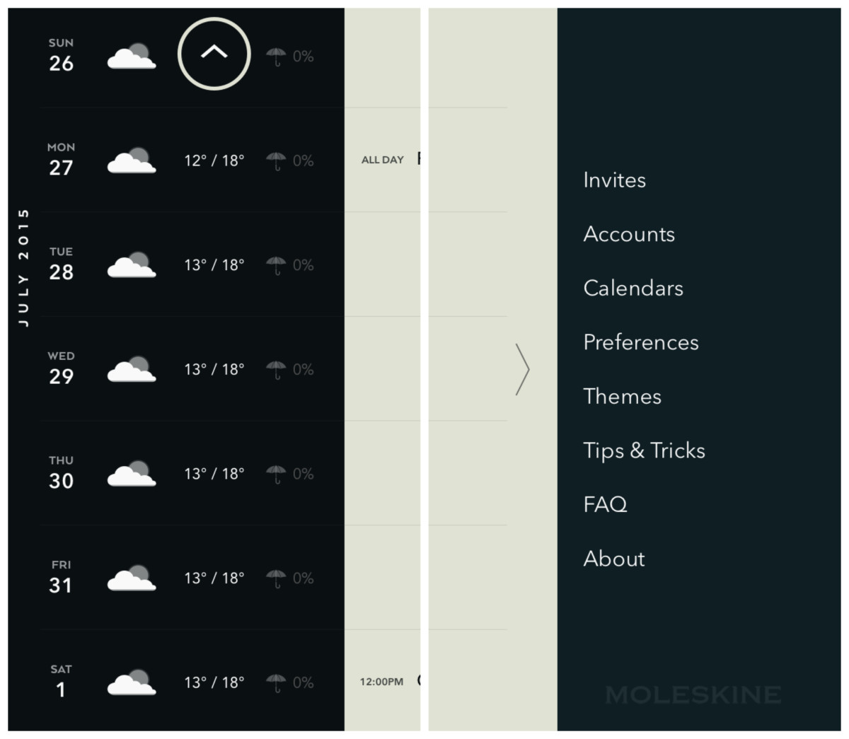 Moleskine’s Timepage for iOS is the perfect minimalist calendar app