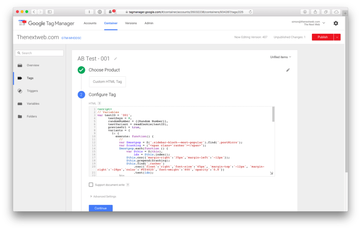 How we are A/B Testing with Google Tag Manager