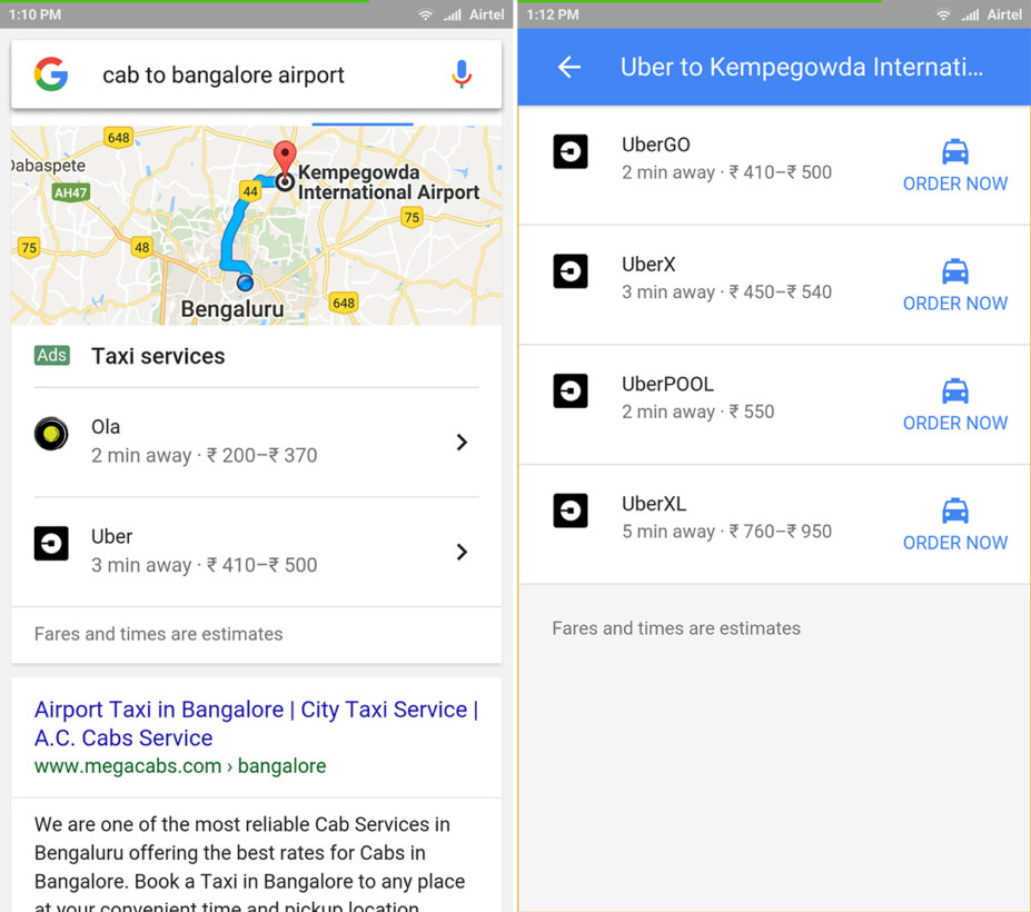 Google now lets you hail an Uber straight from mobile search results