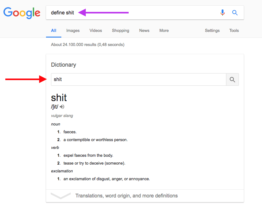 Google goes meta, adds search function to the dictionary box in Search
