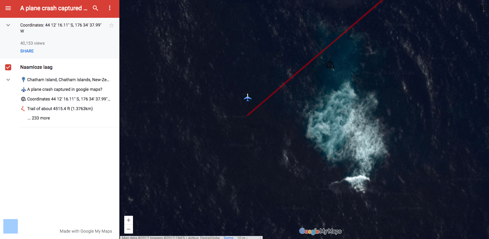 Google Maps accidentally caught a satellite image of an airplane mid-flight