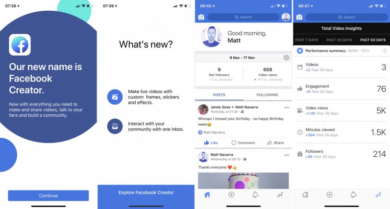 Facebook's new Creator app brings graphics and analytics to your videos