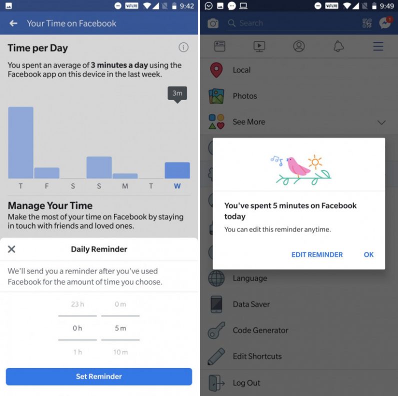 Facebook launches a dashboard for tracking the time you spend in its app