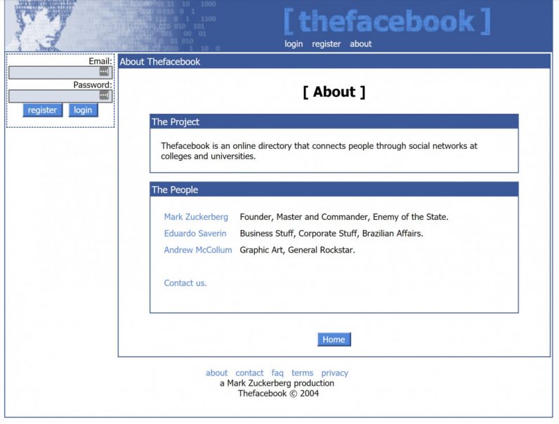 A look at Facebook.com’s homepage over the last 15 years