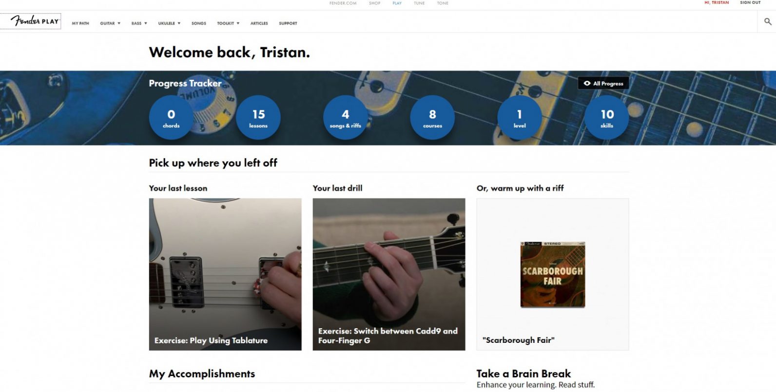 Fender Play is an excellent guitar tutor for people with social anxiety