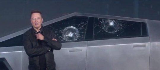 Watch the Tesla Cybertruck’s unbreakable glass, uh, break