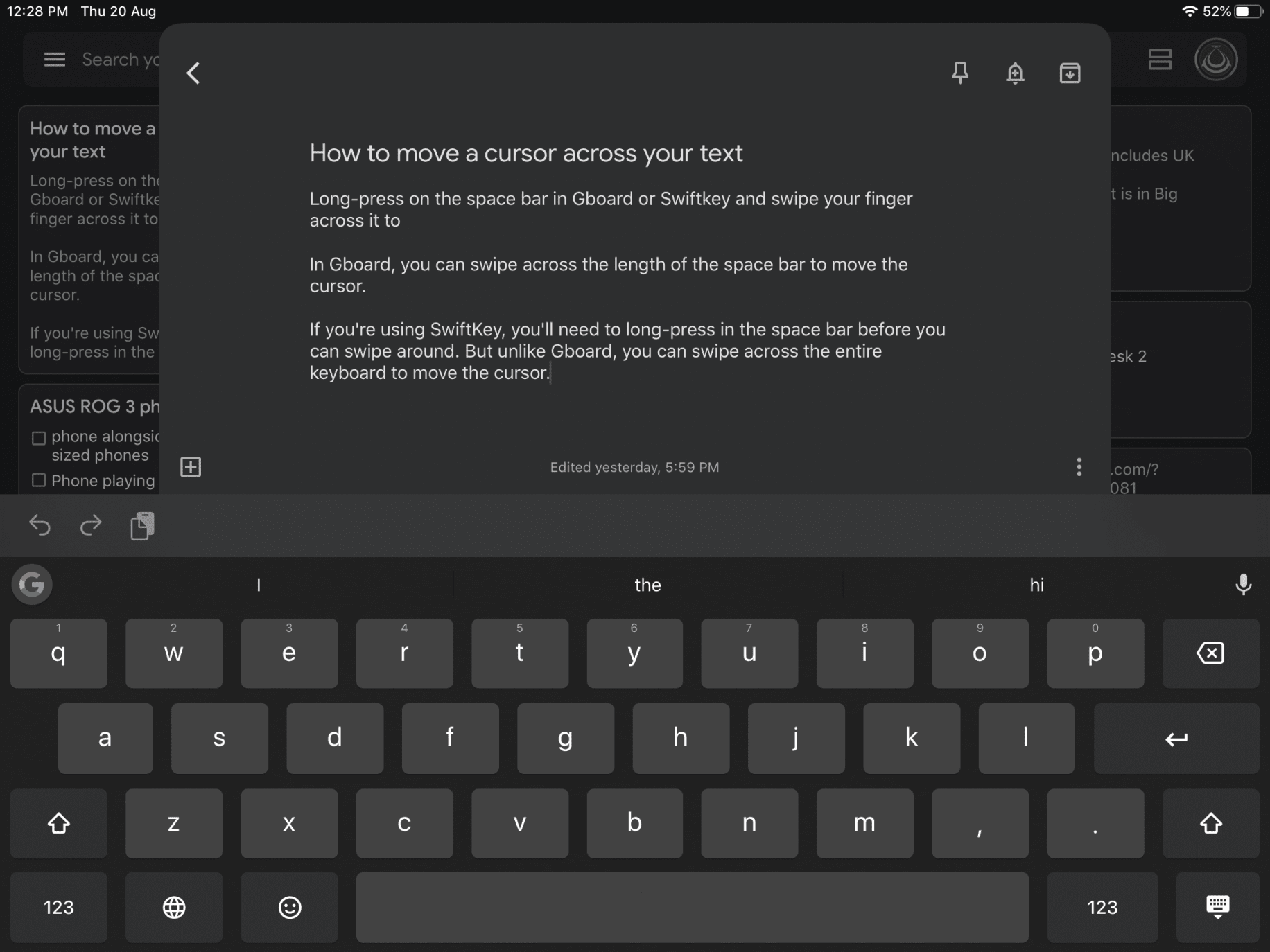 How to use your mobile keyboard as a text cursor while typing