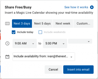 How to easily schedule meetings in Gmail with your free time slots