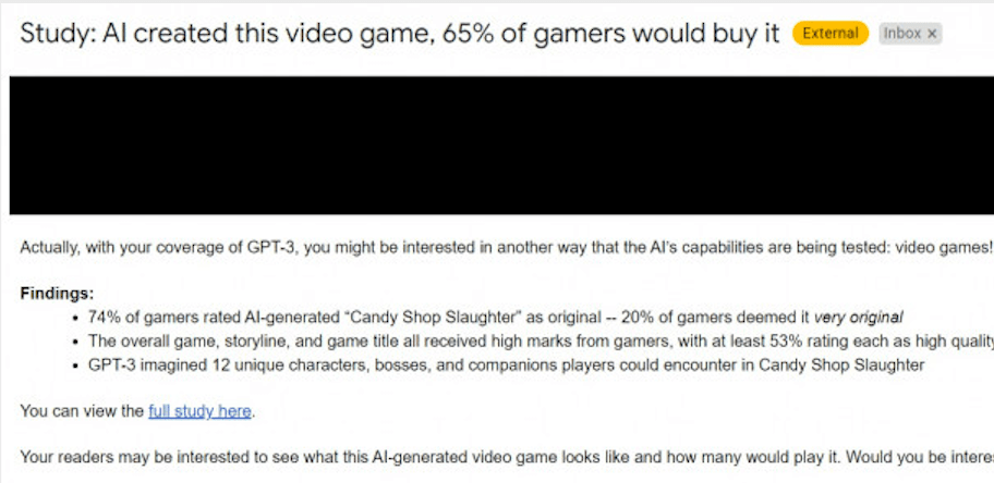 No the GPT3 AI did not create a brand new video game