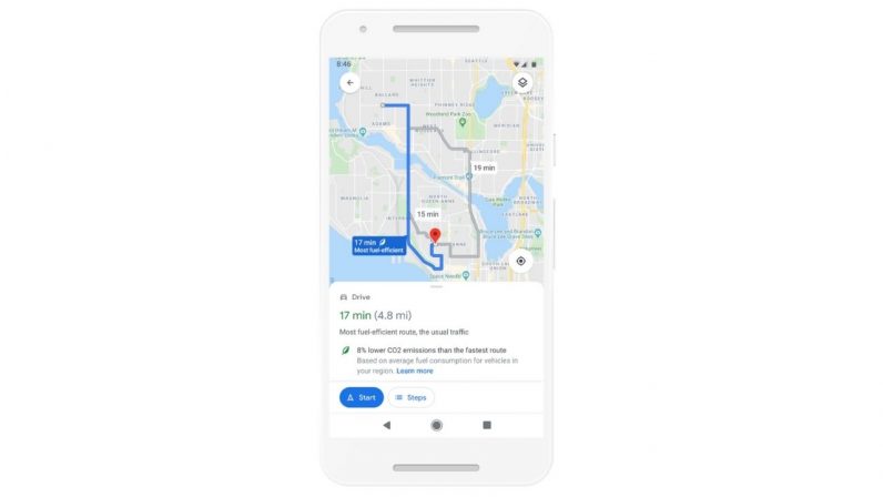 Google Maps can now suggest the most fuel-efficient route